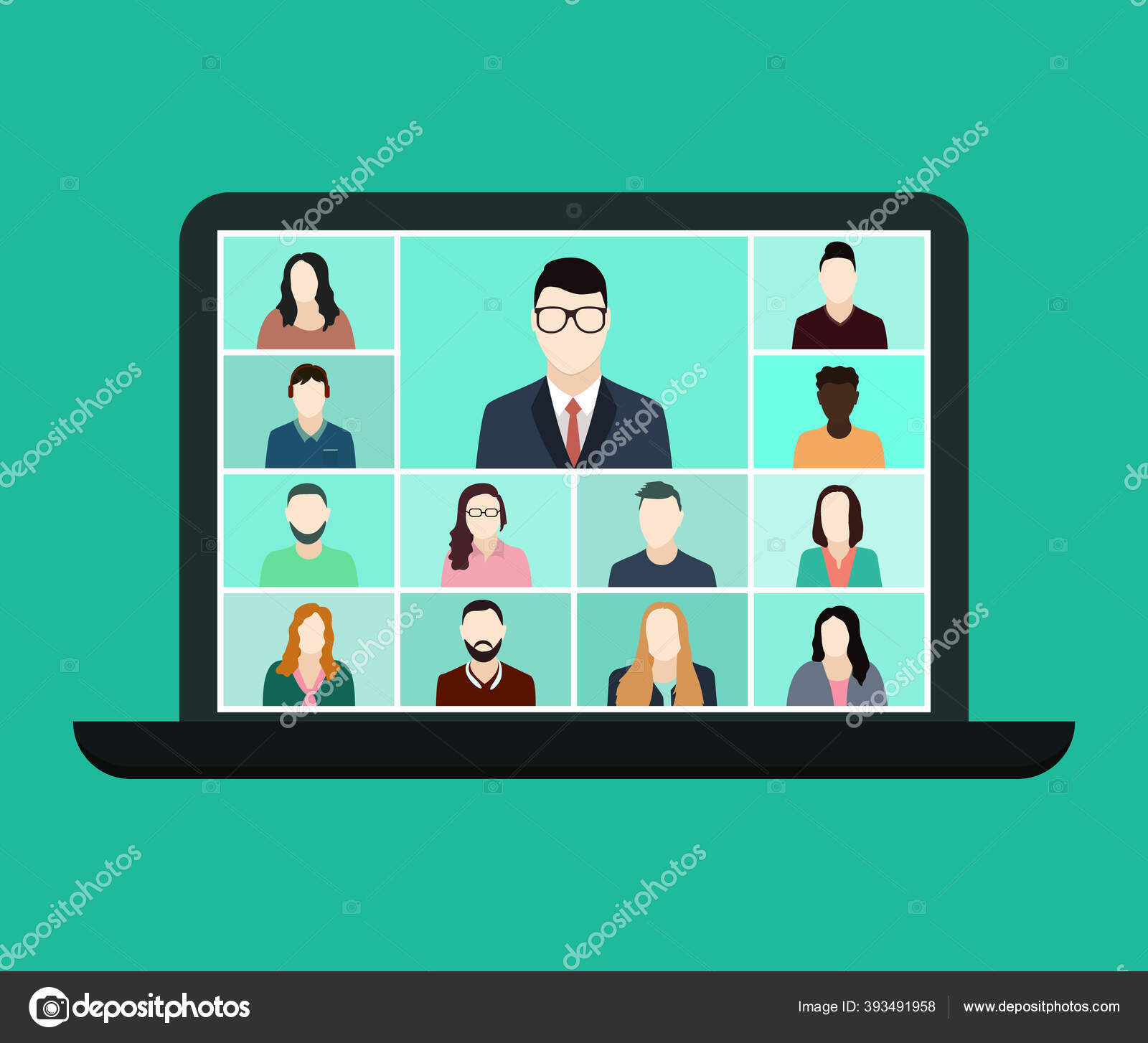 Zoom Online Conference Laptop Remote Education Class Group Virtual Talk ...