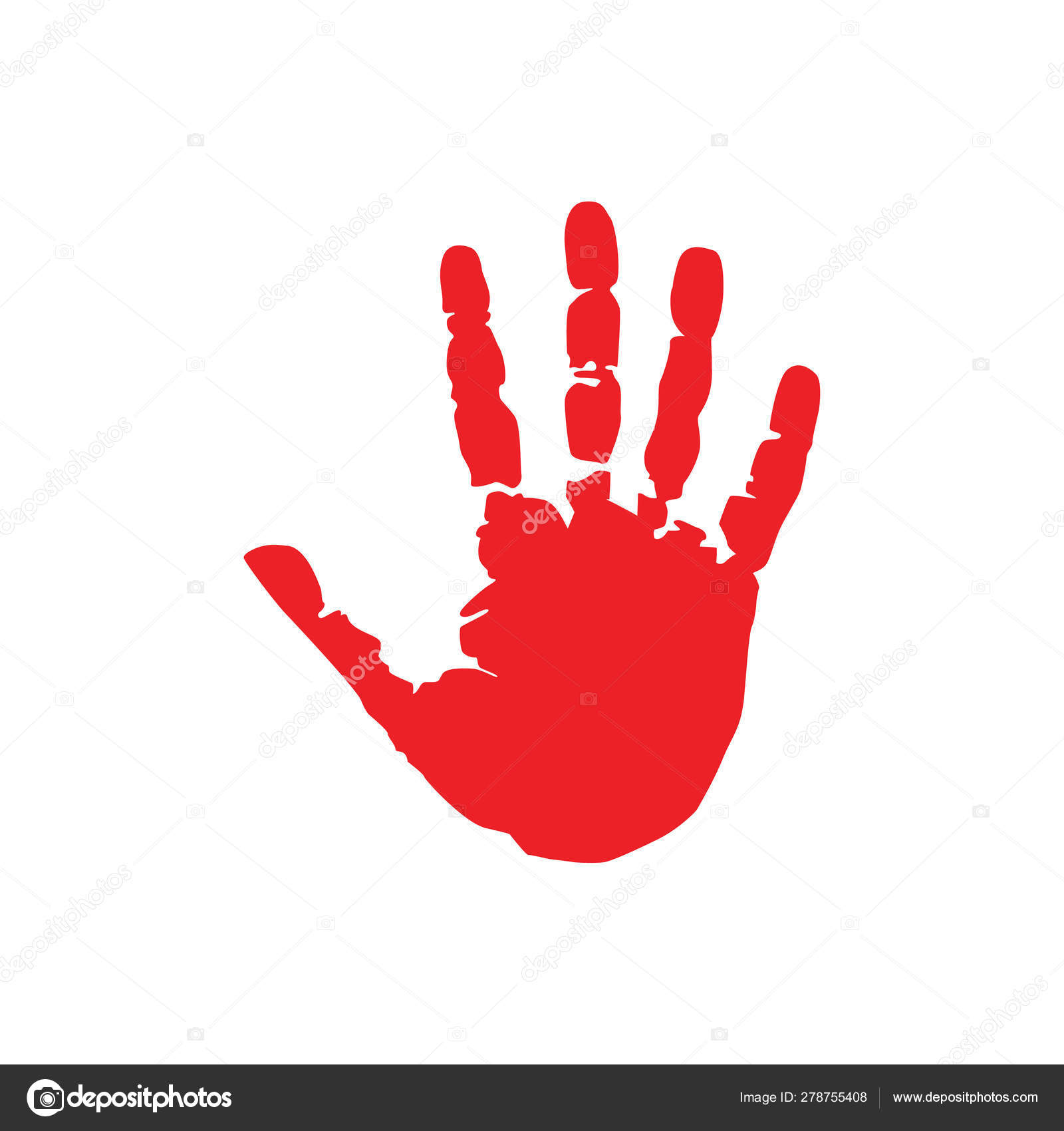 Red hand print hand with five fingers — Stock Vector © Mark.Ko #278755408