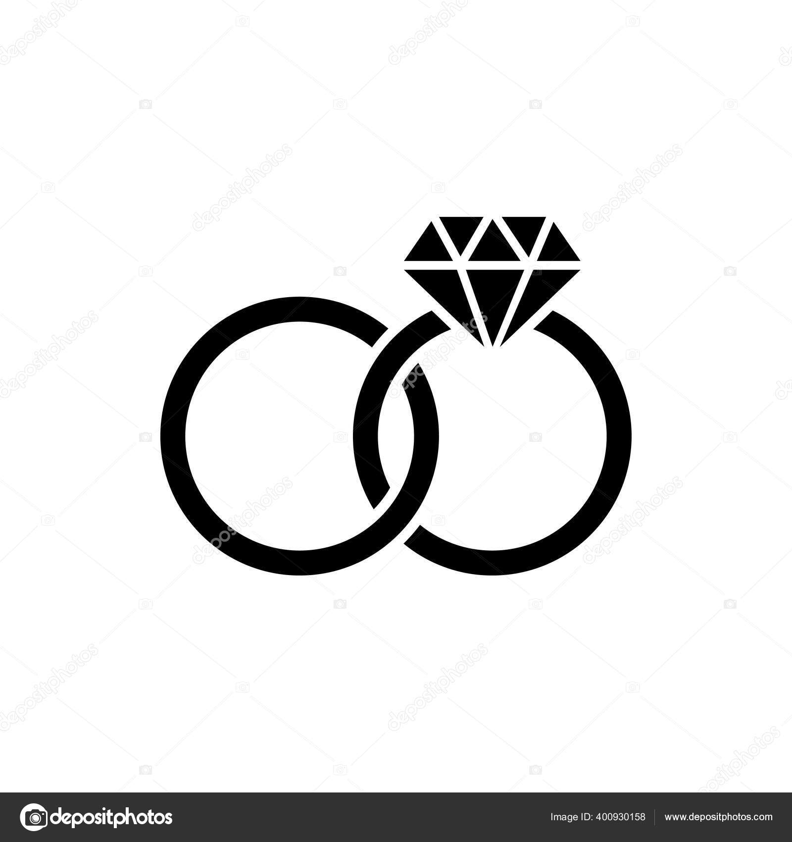 Wedding Ring Icon Flat Style Marriage Concept Linked Together Two Stock ...