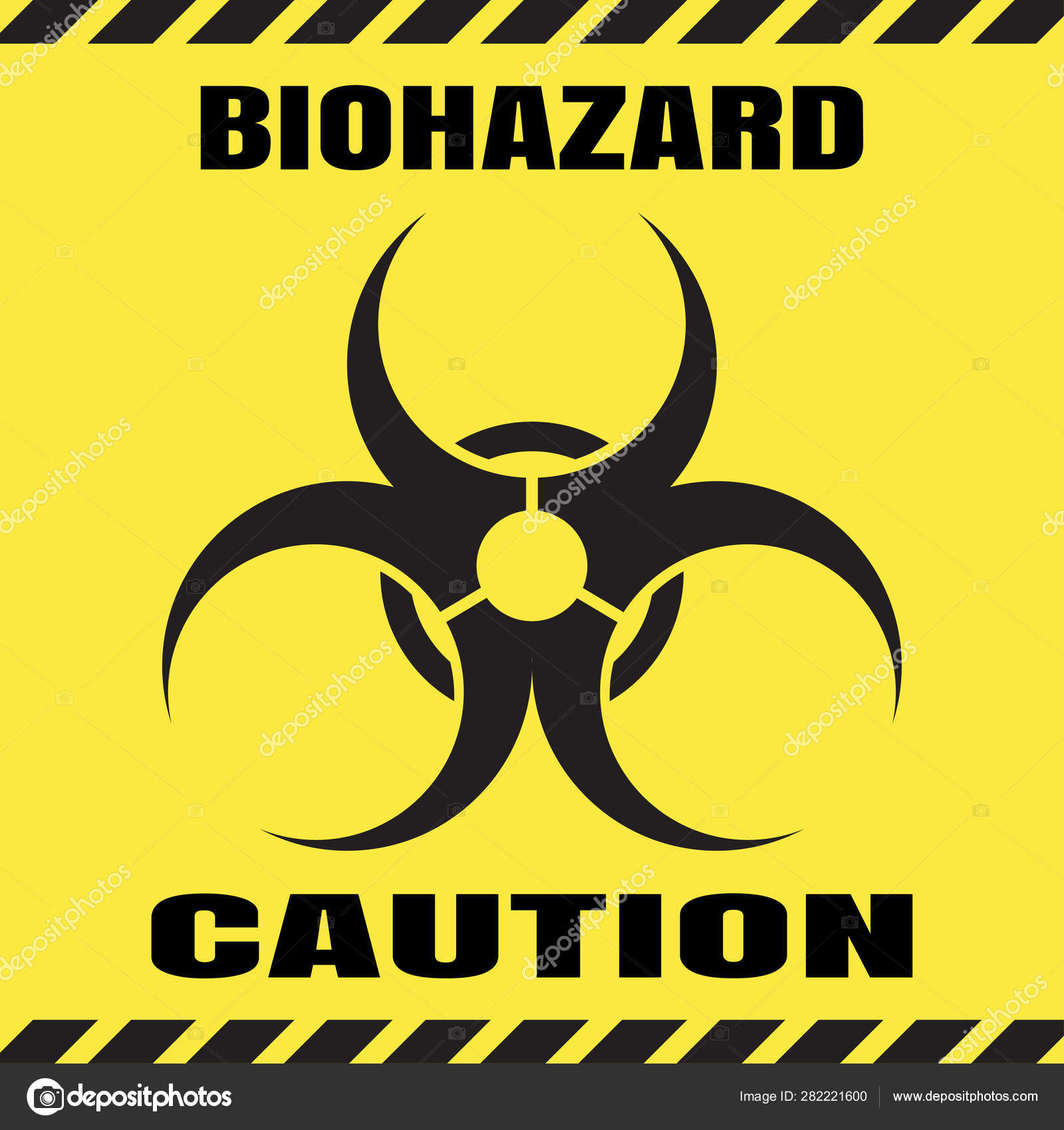 Vector poster of biohazard warning on the yellow background. Stock ...