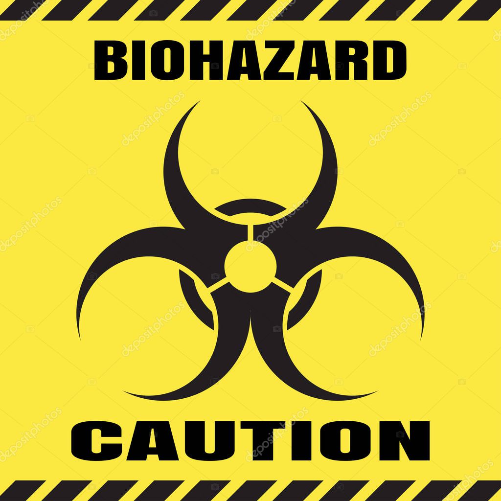 Cartel vectorial de advertencia de peligro biológico en el fondo ...