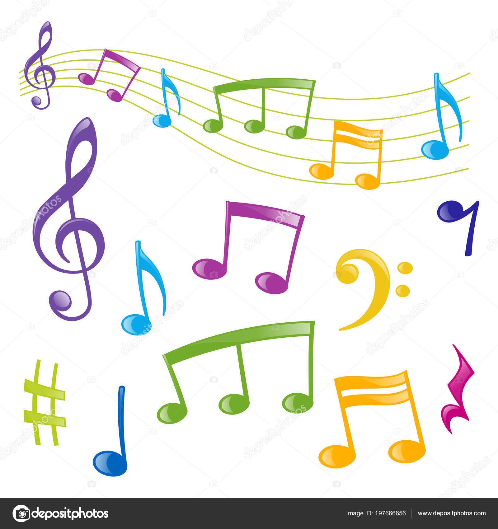 Colorful Cartoon Music Notes