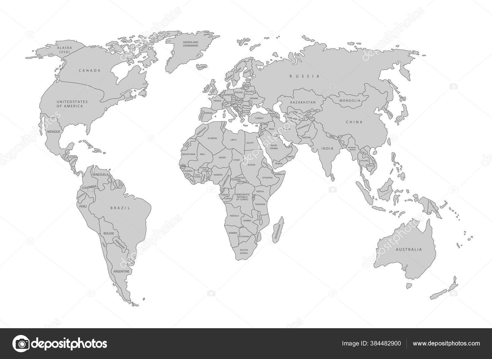 World Map Paper Mapa Político Del Mundo Sobre Fondo Gris Vector de ...