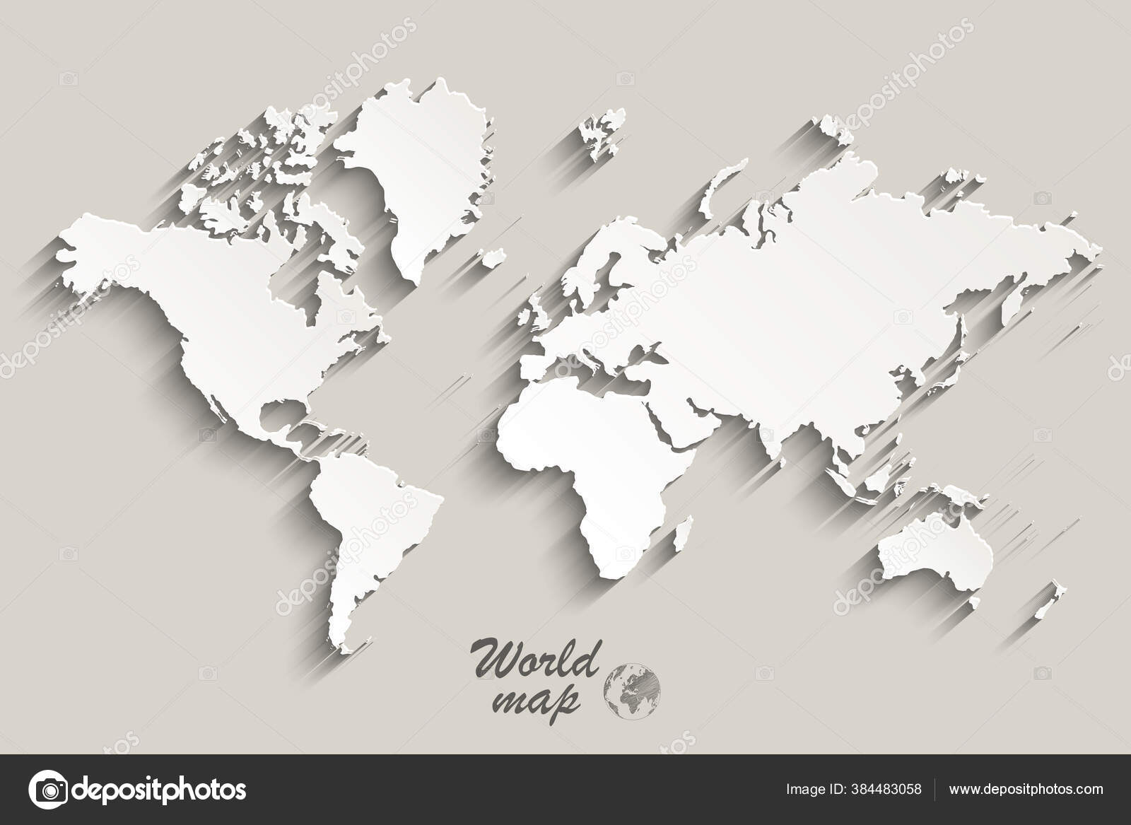 World Map Paper Political Map World Gray Background Countries Vector ...