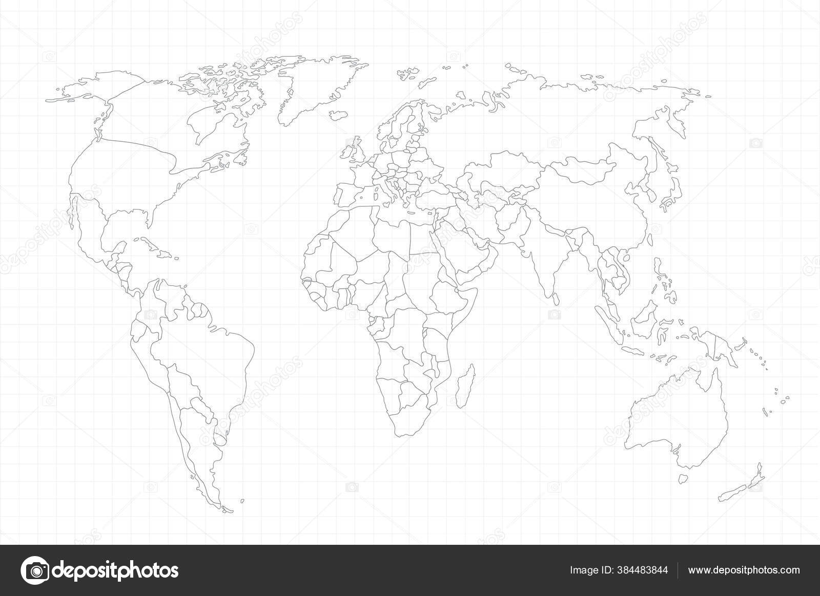 World Map Paper Political Map World Gray Background Countries Vector ...