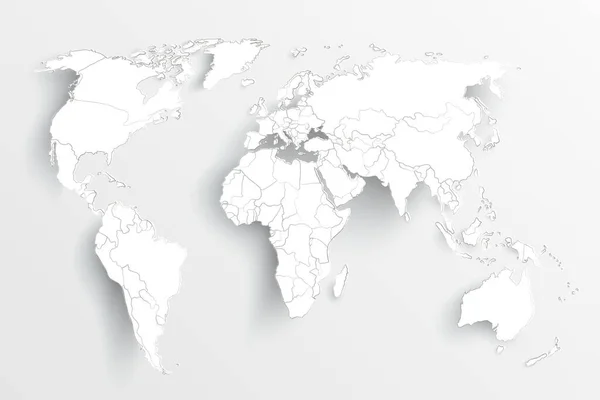 World Map Paper Political Map World Gray Background Countries Vector ...