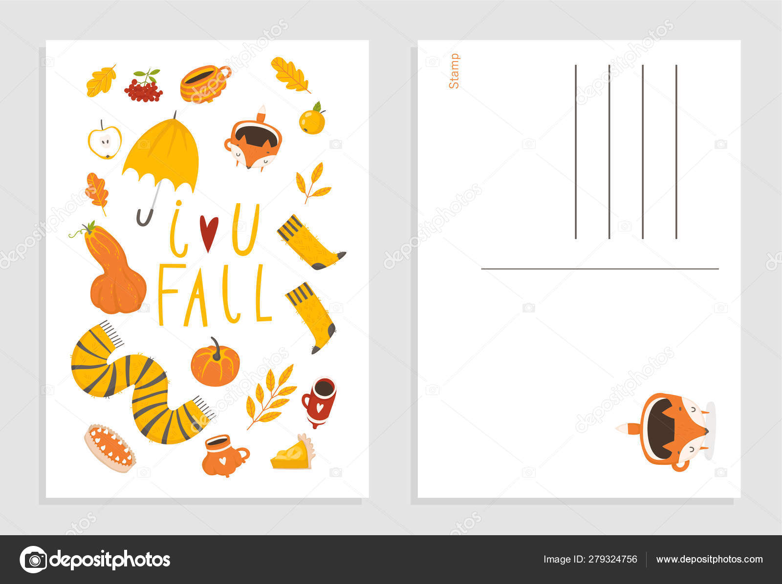 Autumn Card Template Bright Cozy Fall Elements Can Use Poster Stock ...