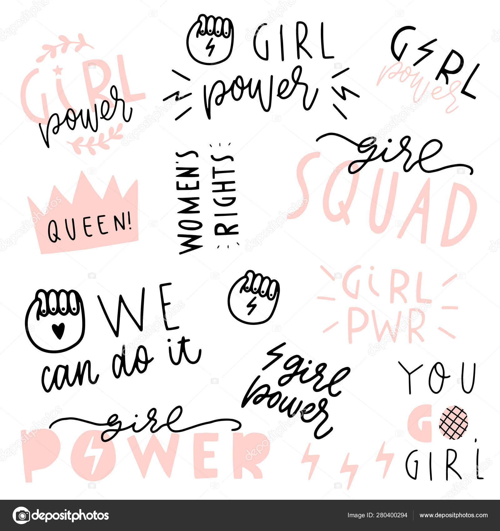 Citação Poder Feminino Conjunto Adesivos Vetoriais Feminismo Design ...