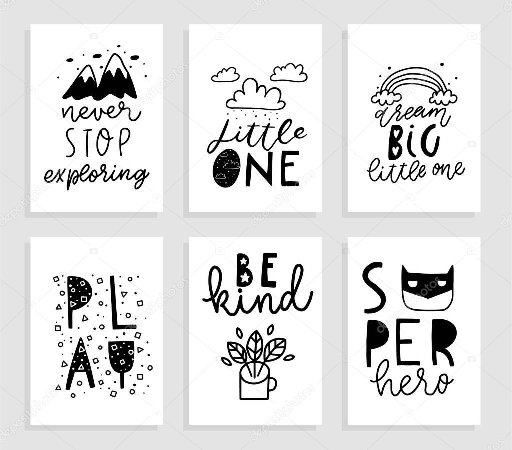 Frases para niños con estilo, letras dibujadas a mano con detalles ...