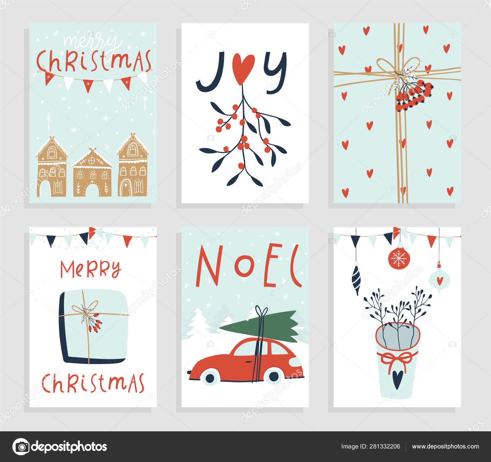 Collection Cute Merry Christmas Happy New Year Ready Use Gift Stock ...