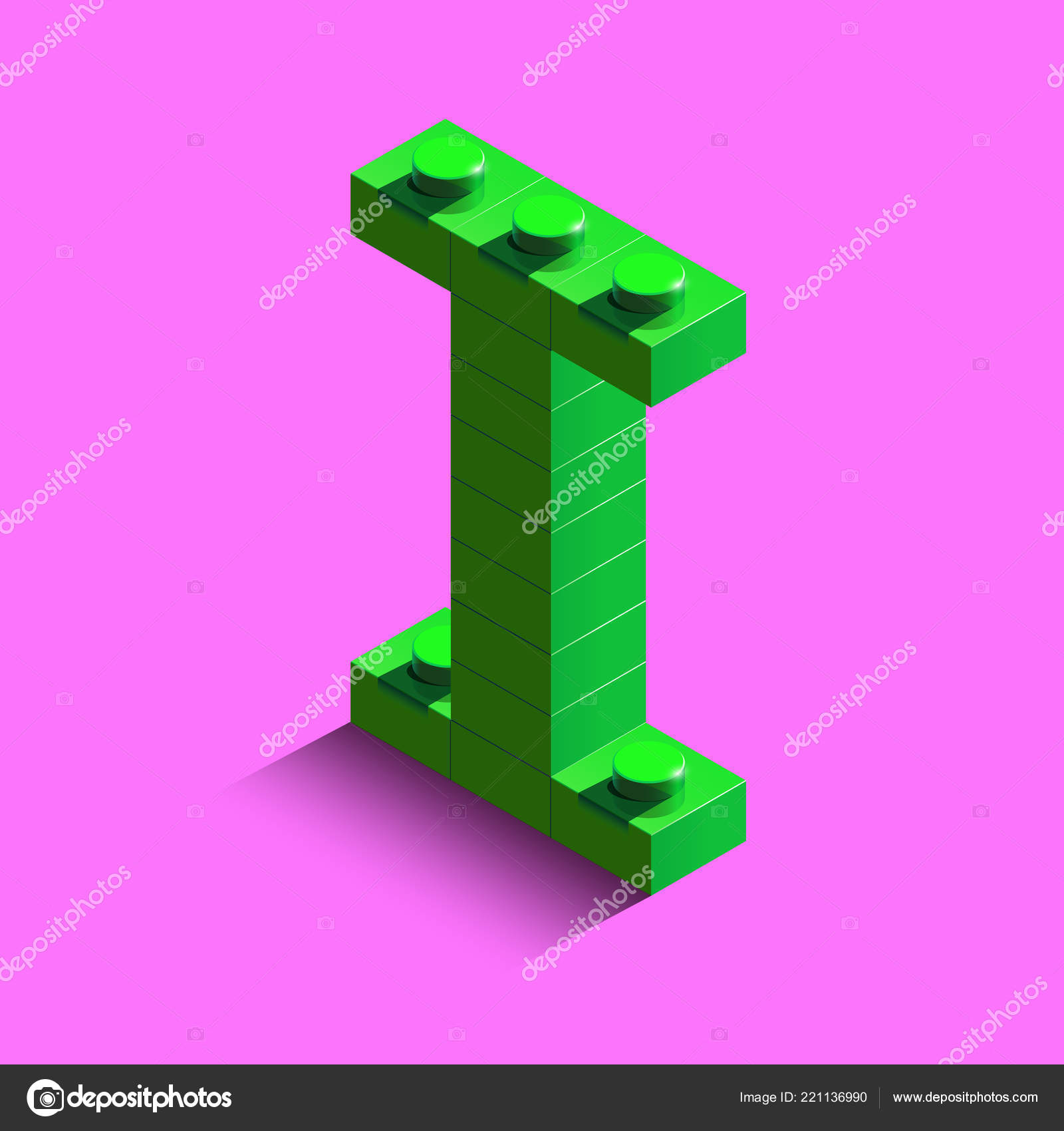 Realistic Green Isometric Letter Alphabet Constructor Lego Bricks Green ...