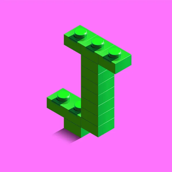 Realistic Green Isometric Letter Alphabet Constructor Lego Bricks Green ...