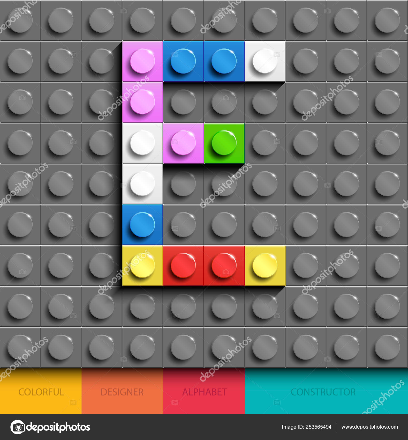 Carta Colorida Construcción Ladrillos Lego Sobre Fondo Gris Lego Letra ...