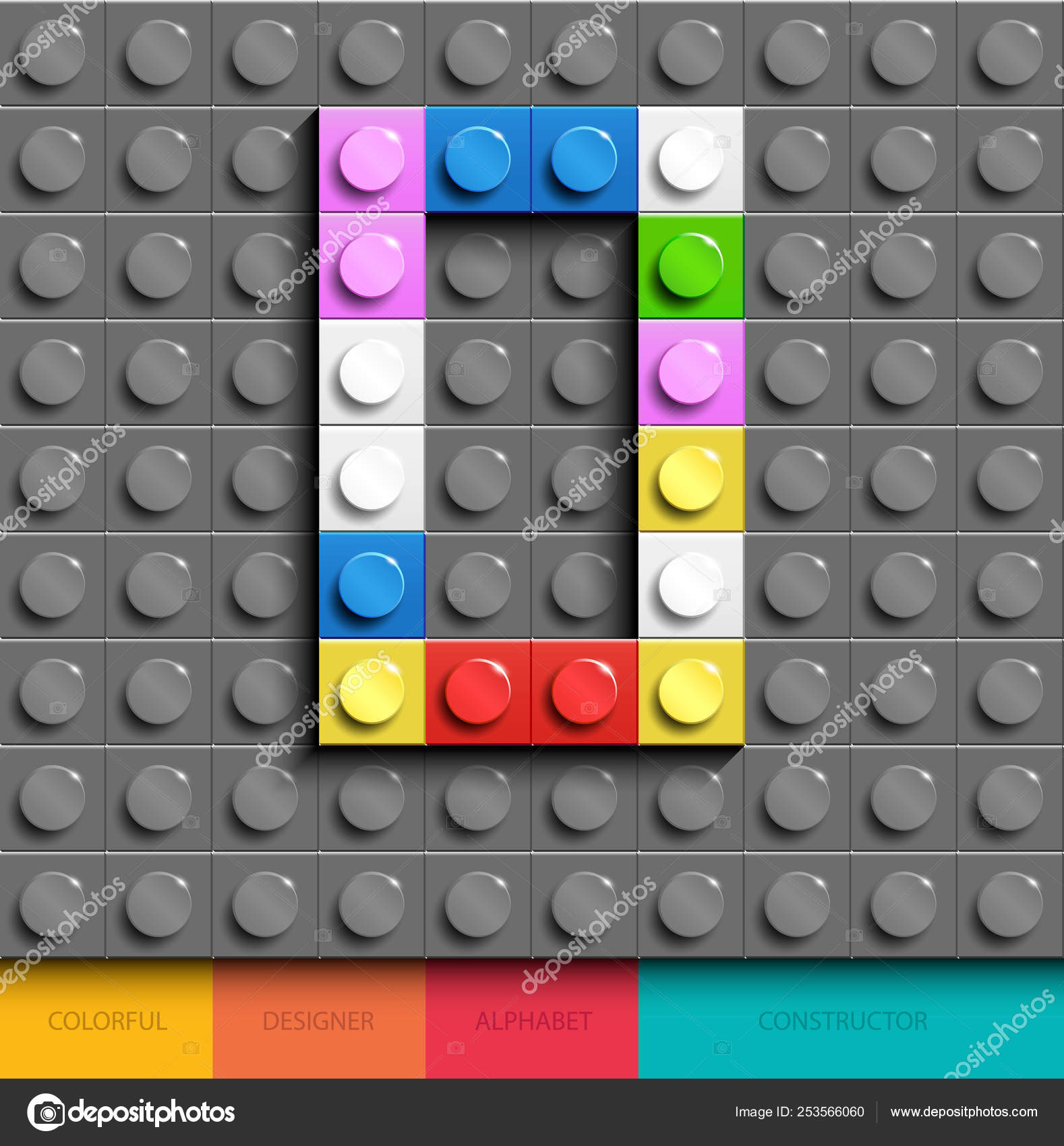 Colorful Letter Building Lego Bricks Gray Lego Background Lego Letter ...