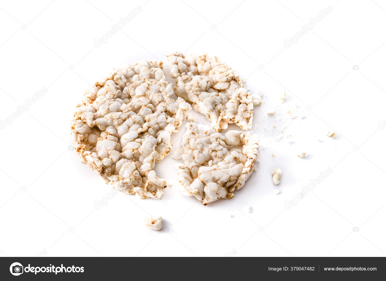 Broken Puffed Rice Cake Isolated White Background Stock Photo by ...