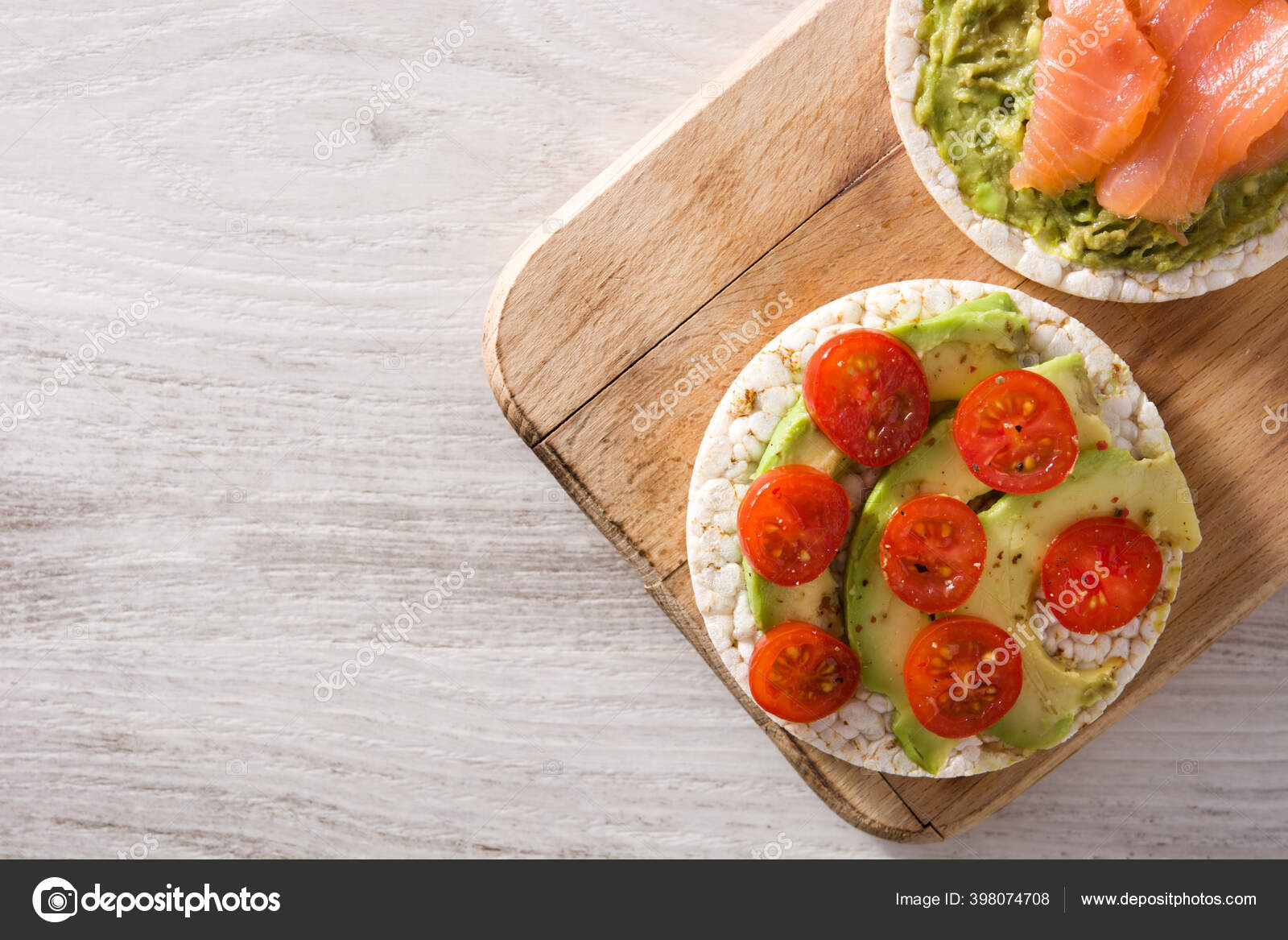 Assortment Ingredients Puffed Rice Cakes Wooden Table Top View Copy ...