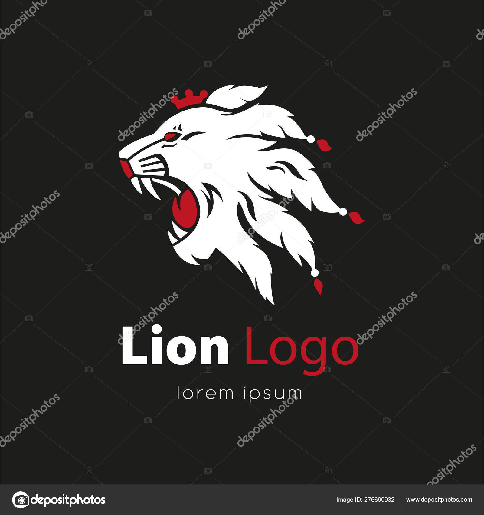Lion logo design on black bg Stock Vector Image by ©nutalina #276690932