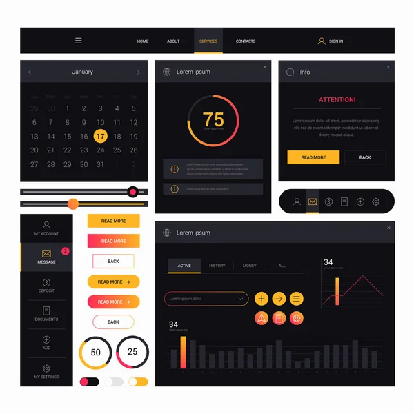 Ultimate dark web UI elements — Stock Vector © ibrandify #92562622