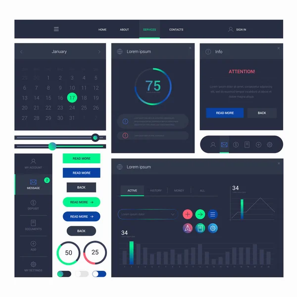 Ultimate dark web UI elements — Stock Vector © ibrandify #92562622