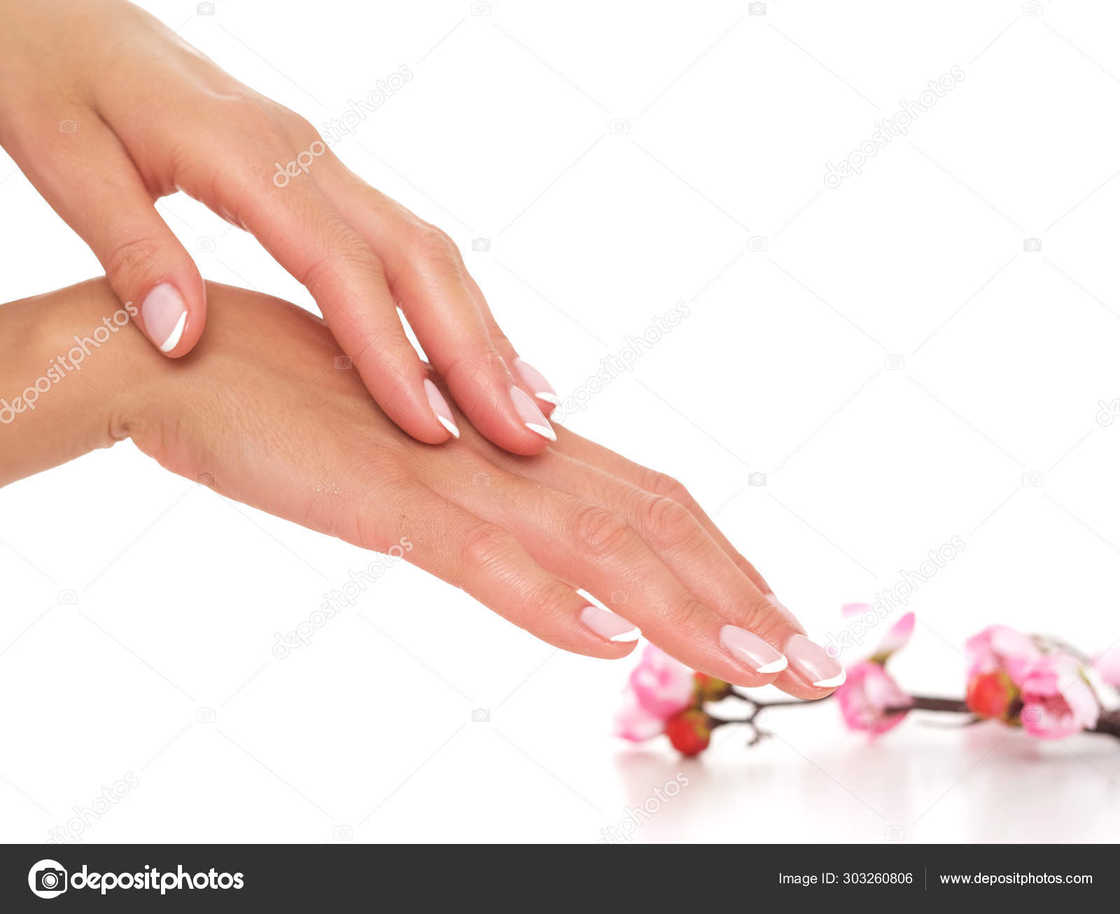 Smooth Well Moisturized Female Hands White Background Stock Photo by ...