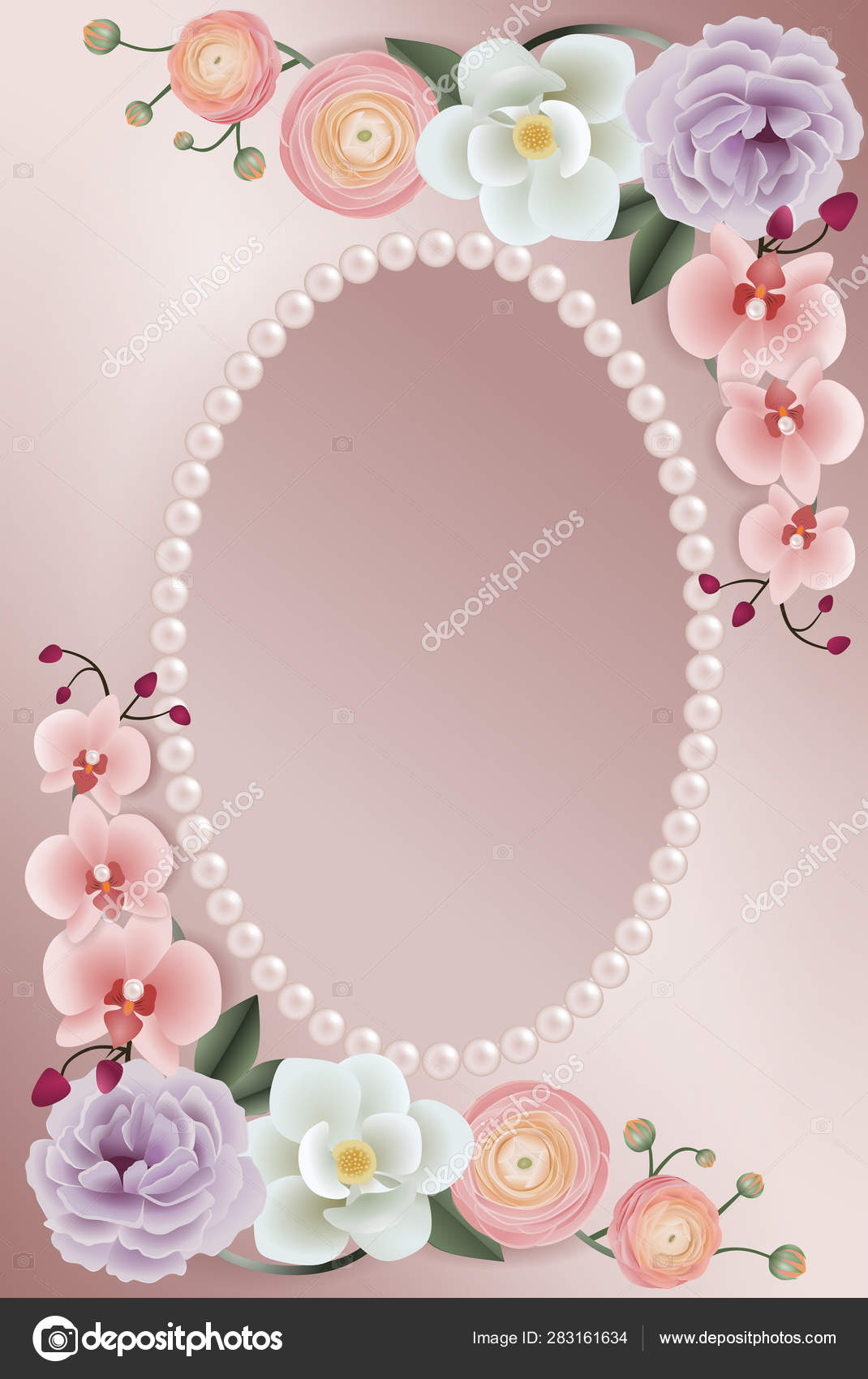 Invitation Borders Flowers And Pearls White Floral Frame, Wedding