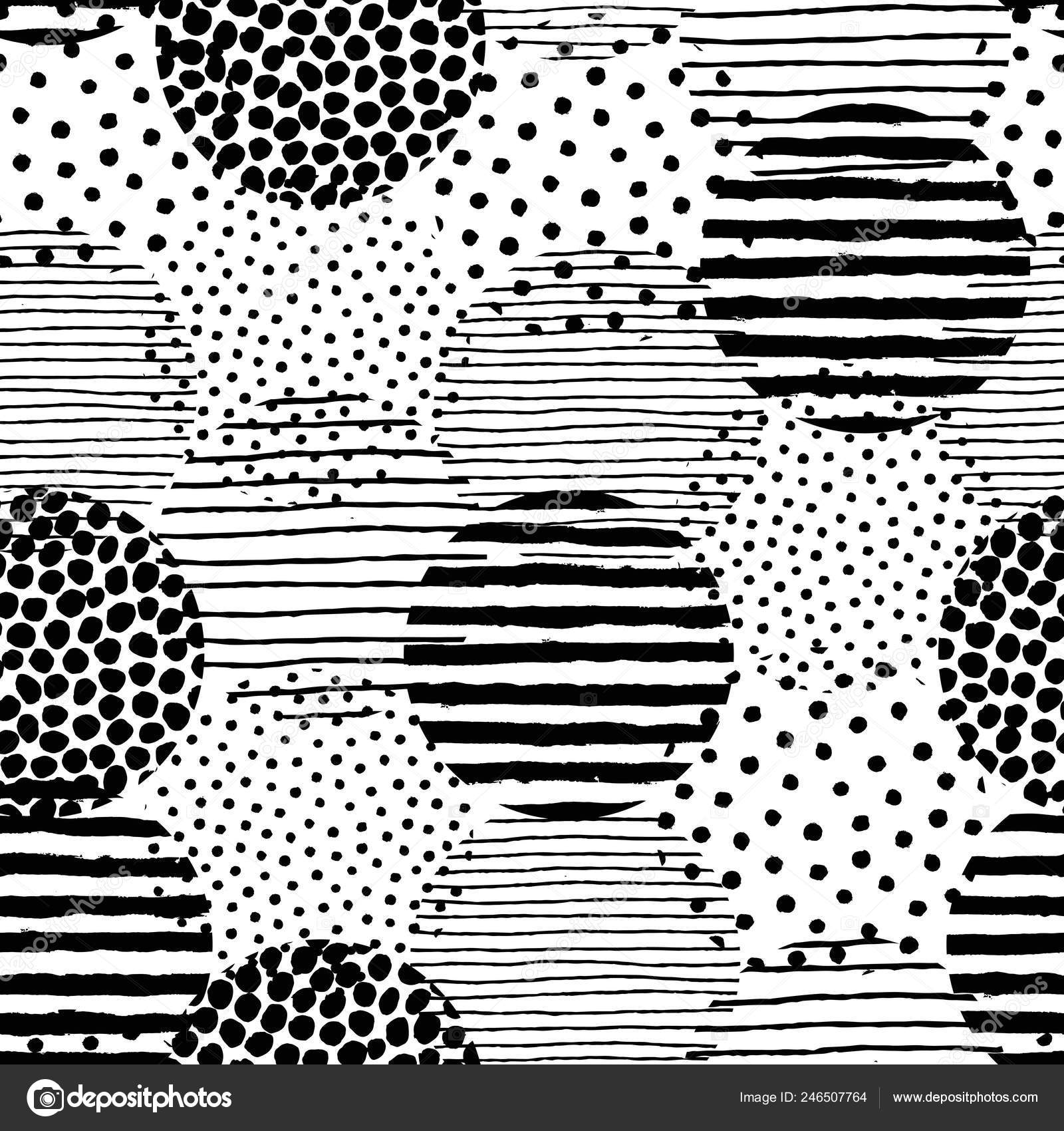 Irregular dots brush strokes pattern. Seamless hand drawn painted lines ...