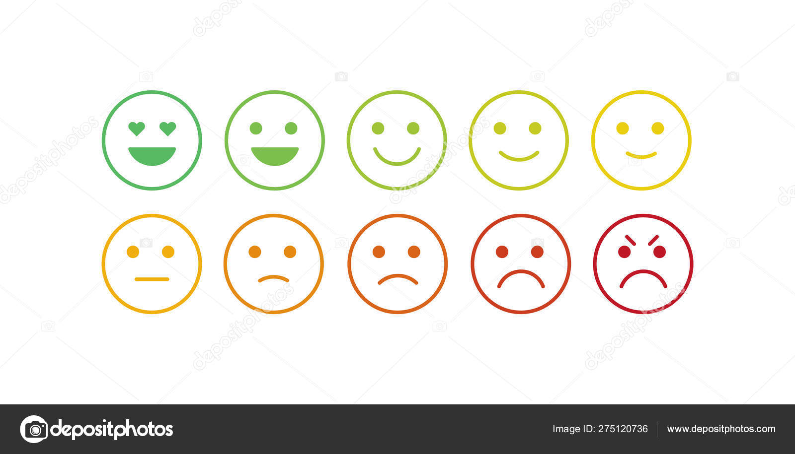 Vector icon set for mood tracker. Ten scale of silhouette emotion ...