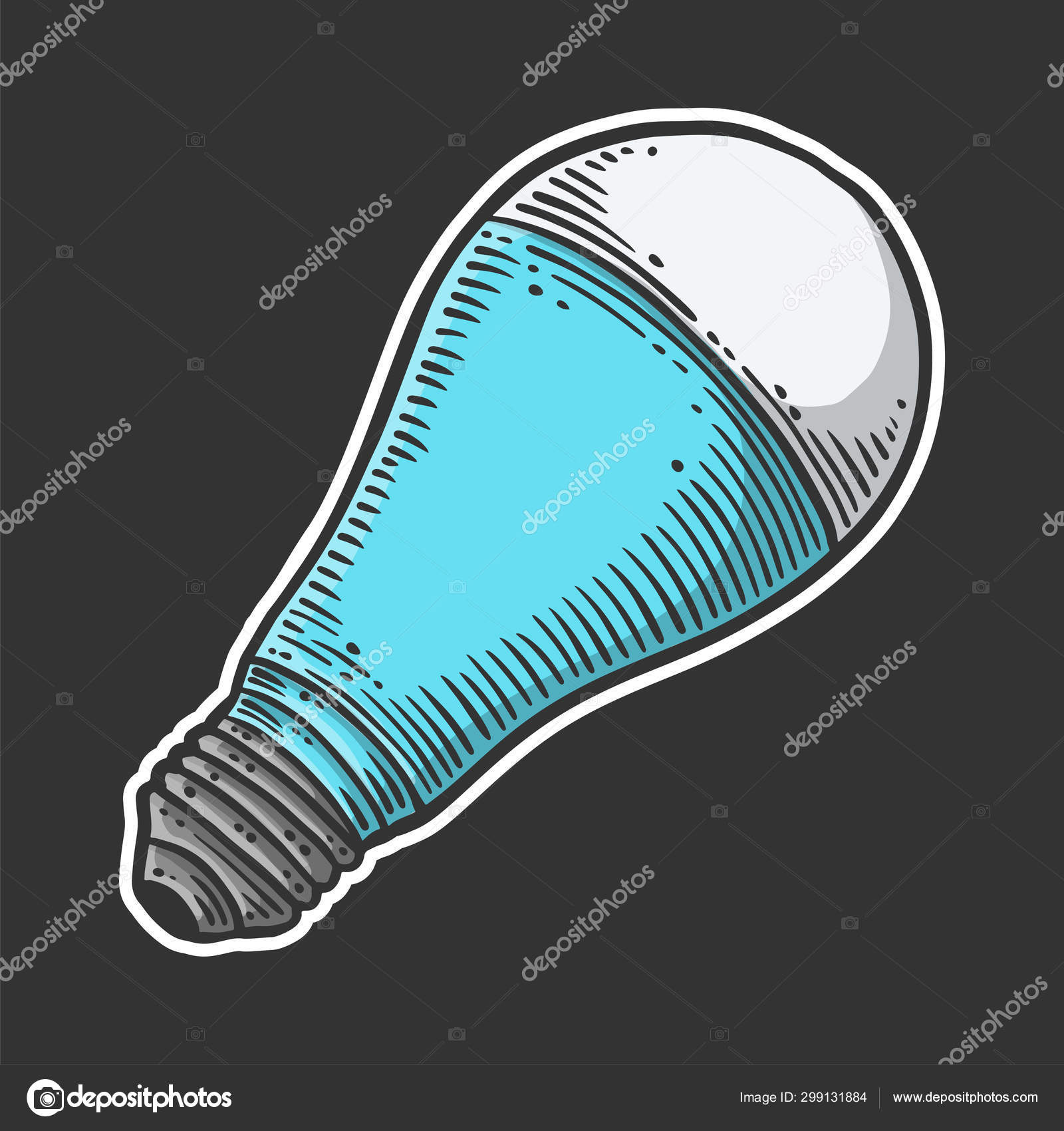 LED light bulb. Vector concept in doodle and sketch style. Hand drawn ...