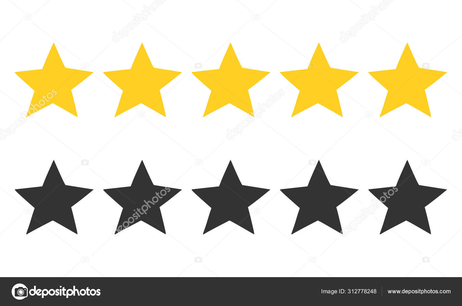 Five star rating set. Review rating, feedback and opinioin rank. 5 in a ...