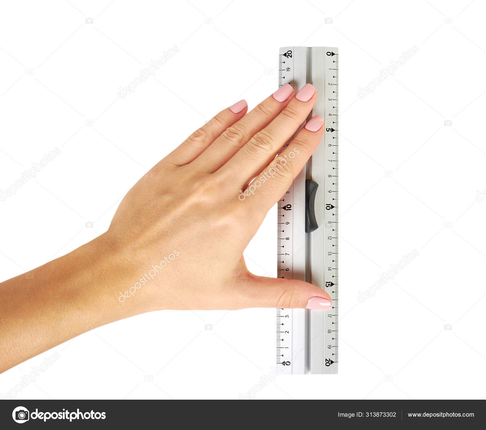 Gray metal ruler with handle. Measuring instrument. — Stock Photo ...