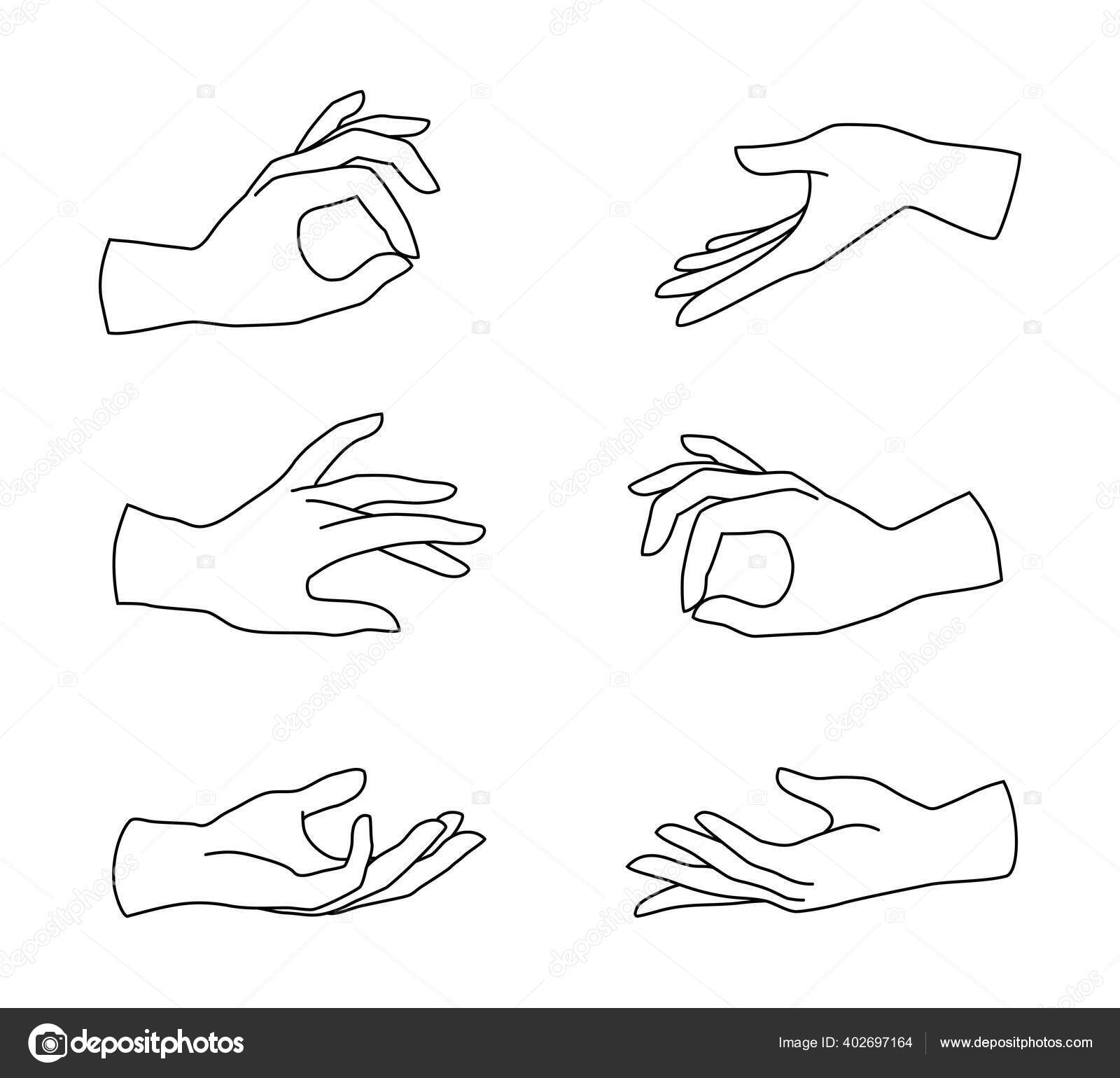 Vector Set Female Hand Logos Minimal Linear Style Emblem Design Stock ...