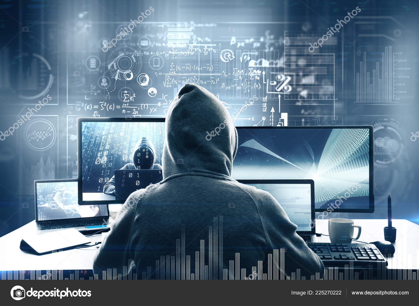Computing Theft Concept Hacker Using Computer Digital Business ...