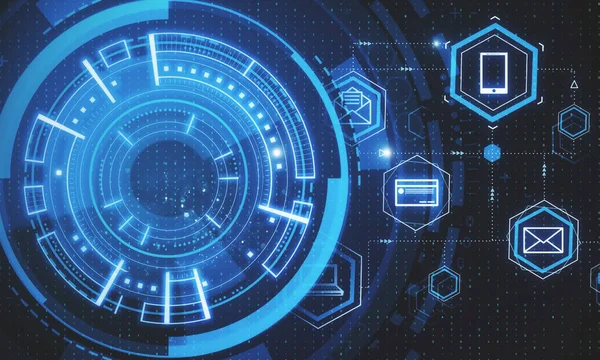 Creative round digital button. Future and innovation concept. 3D ...