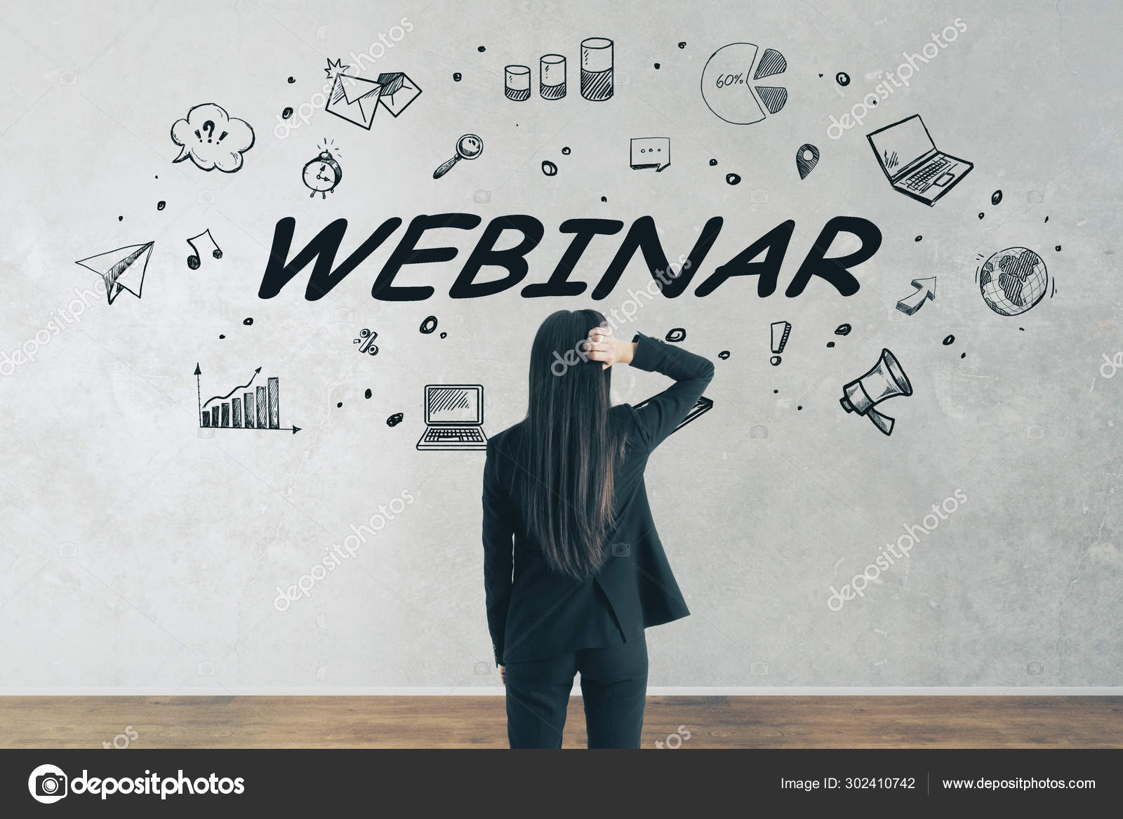 Hand drawn white webinar background Stock Photo by ©peshkov 302410742