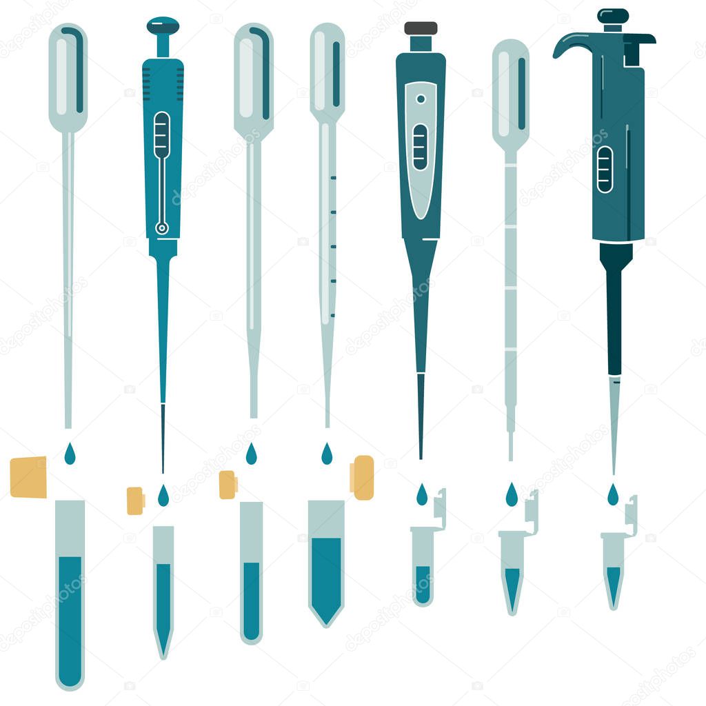 ilustración vectorial. Equipo de laboratorio: conjunto de pipeta de ...