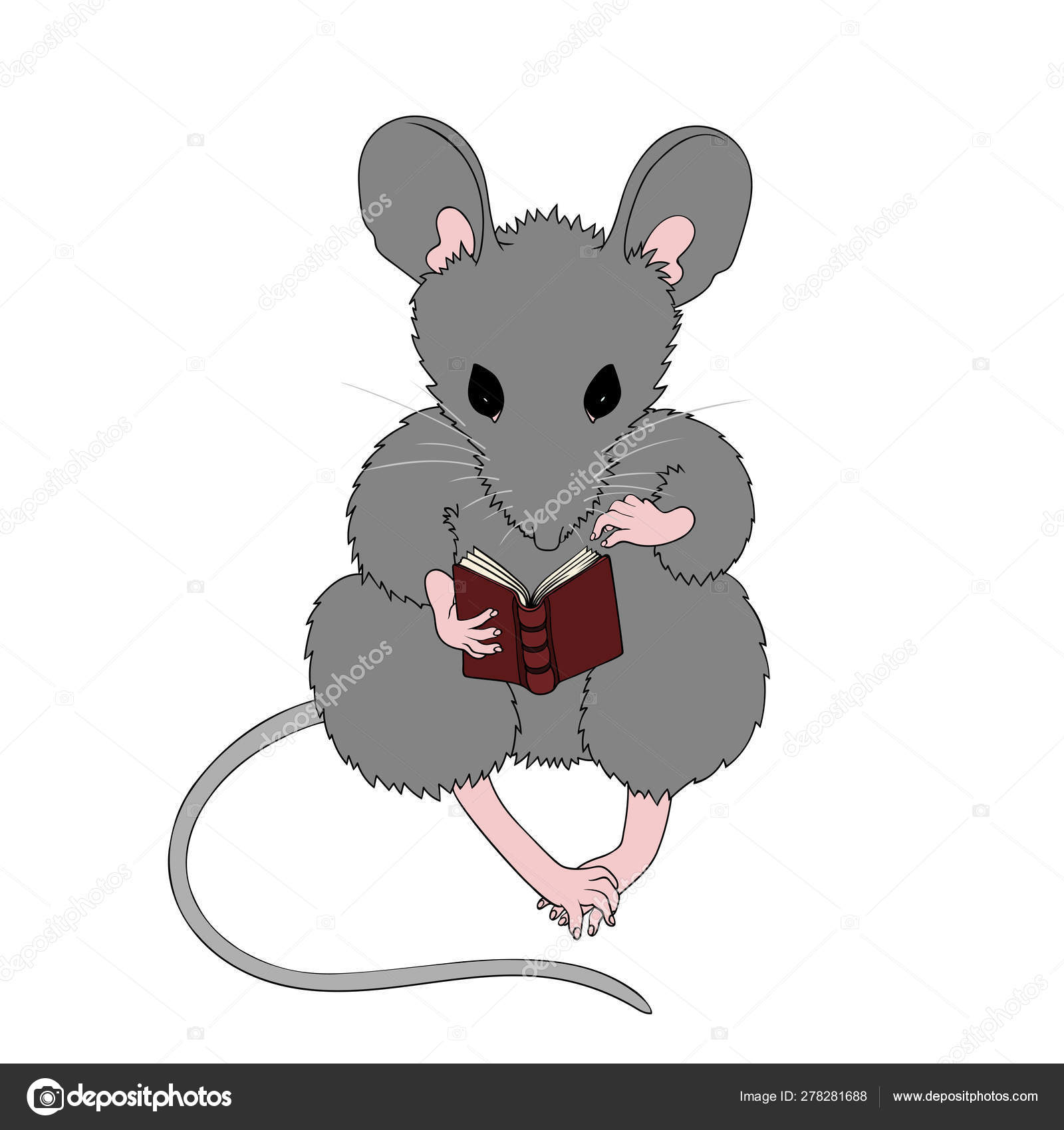 Mouse Reading A Book