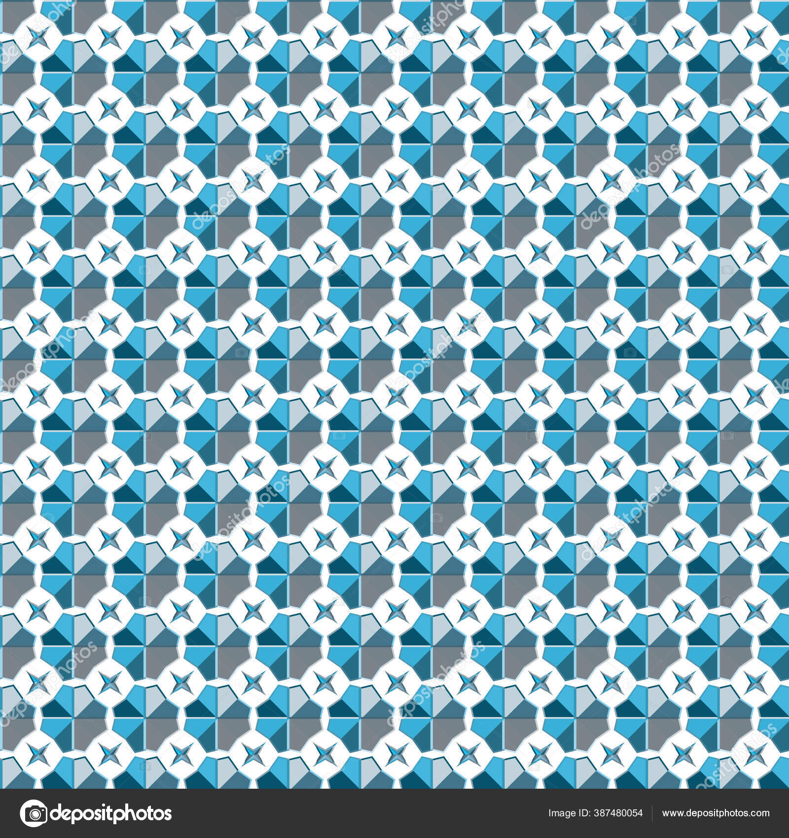 Seamless Pattern Blue White Geometric Shapes Vector Illustration Stock ...
