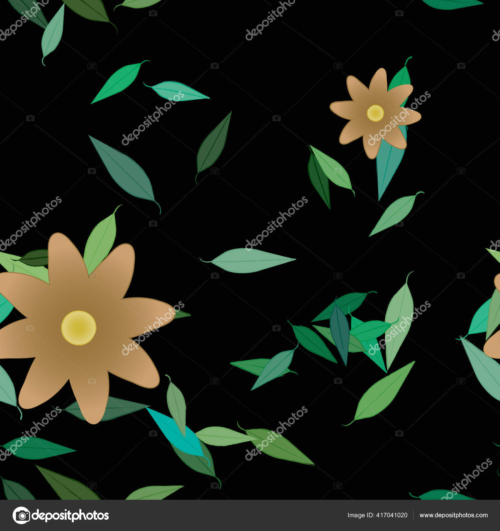 Free Composition Simple Colorful Flowers Green Leaves Wallpaper Vector ...