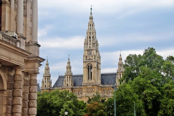 Neo-Gothic style of Wiener Rathaus (Neues Rathaus), the city hall of ...