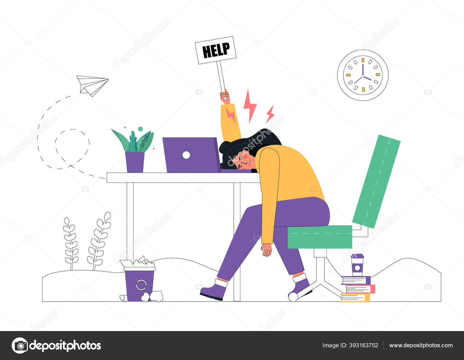 Exhausted At Work Cartoon