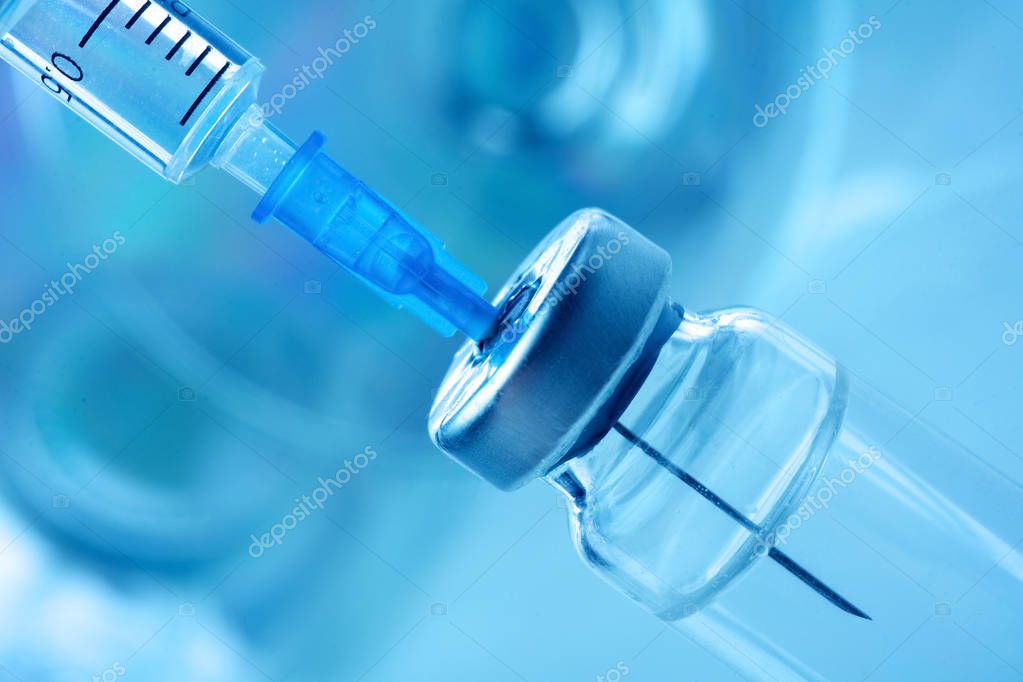 Dosis del vial de vacuna inyección de gripe jeringa de la aguja del ...