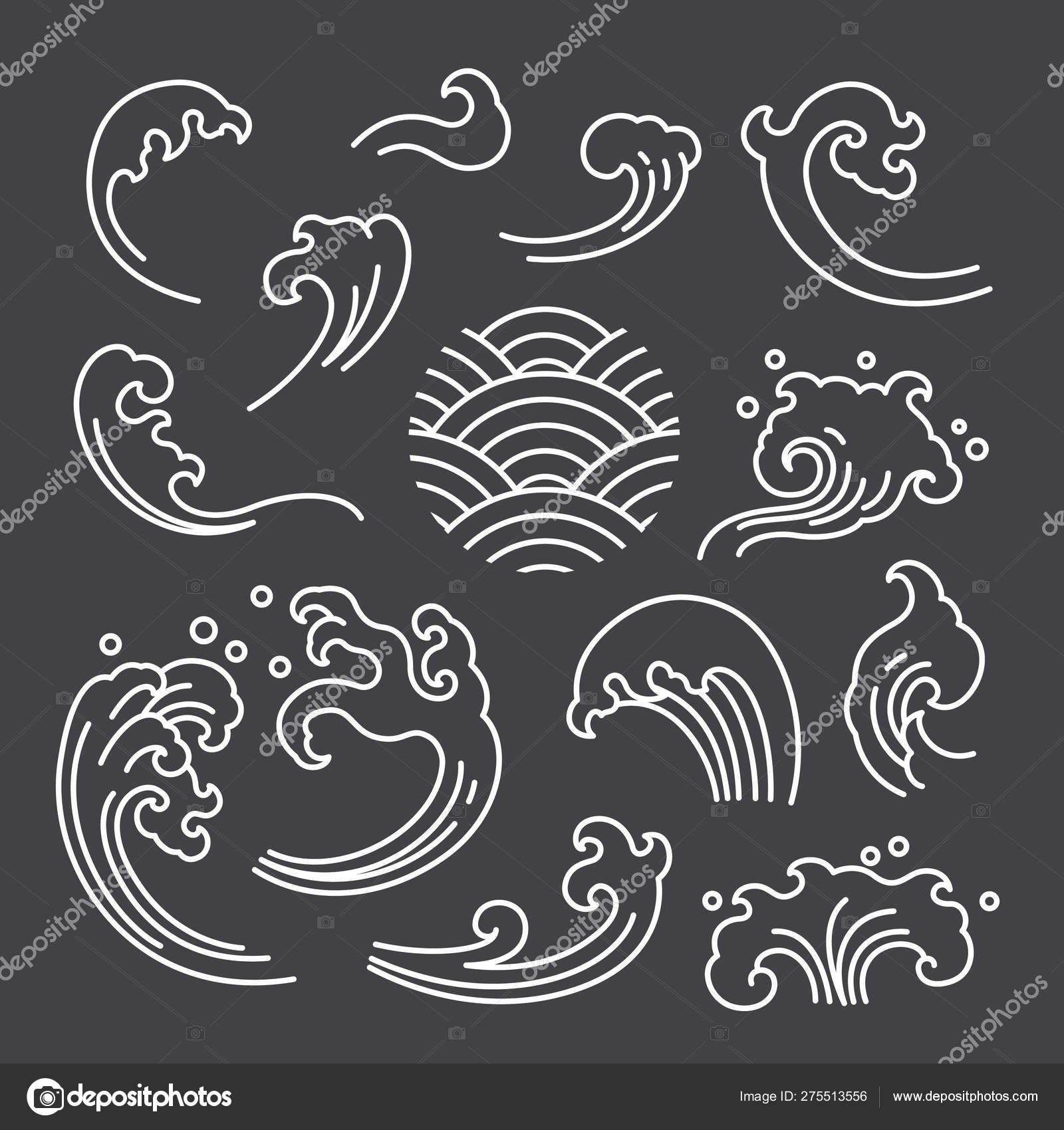Japan water wave icon set - vector Stock Vector by ©gthd 275513556