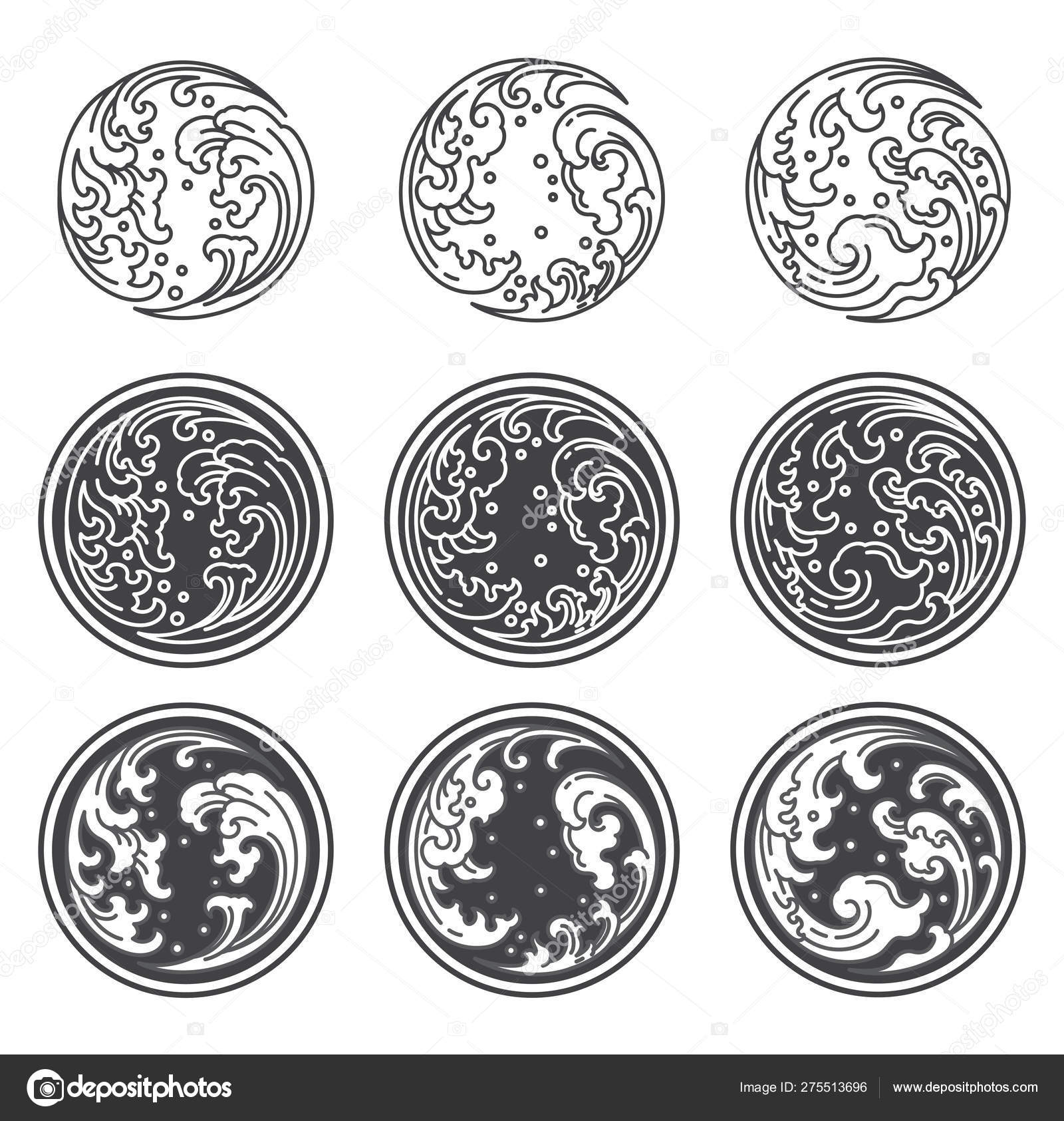 Water wave symbol in round shape set. Stock Vector Image by ©gthd ...