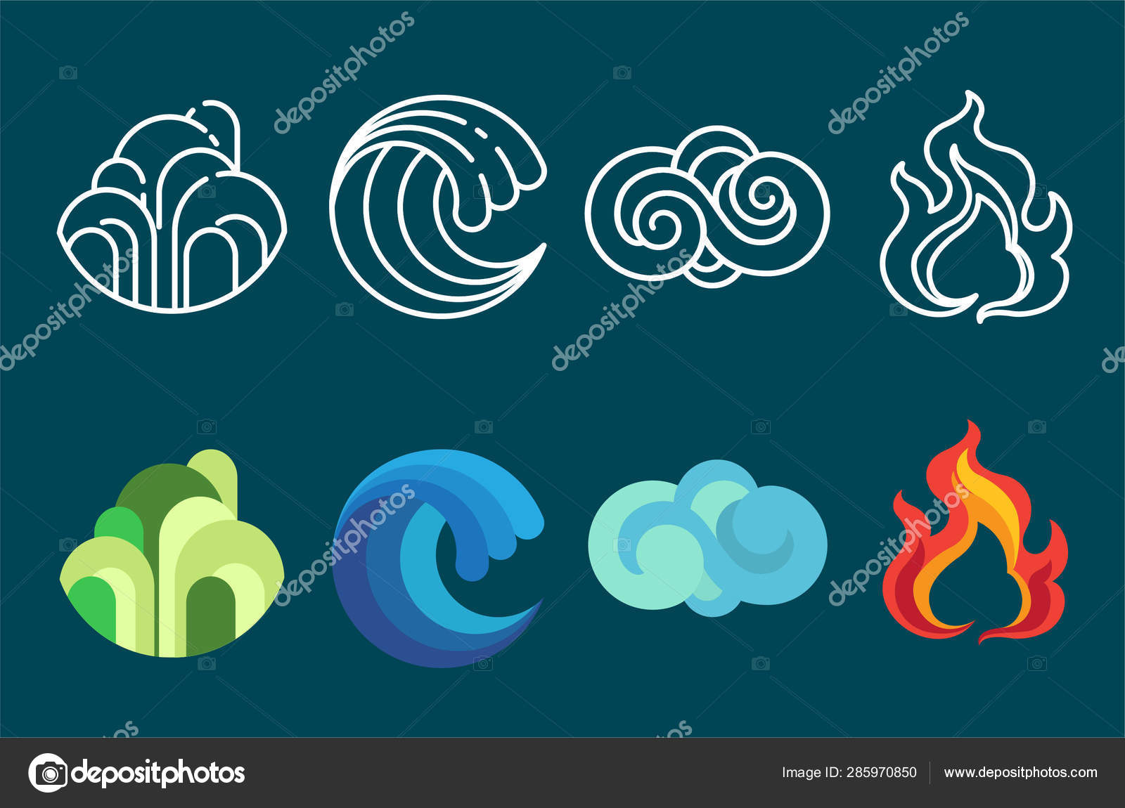 Four element icon set vector and illustration Stock Vector by ©gthd ...