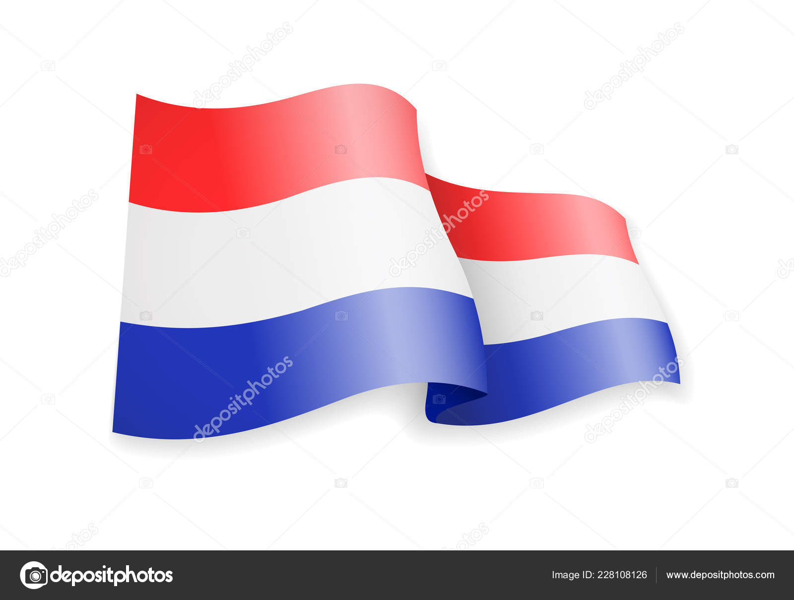 Waving Netherlands Flag White Background Vector Illustration Stock ...