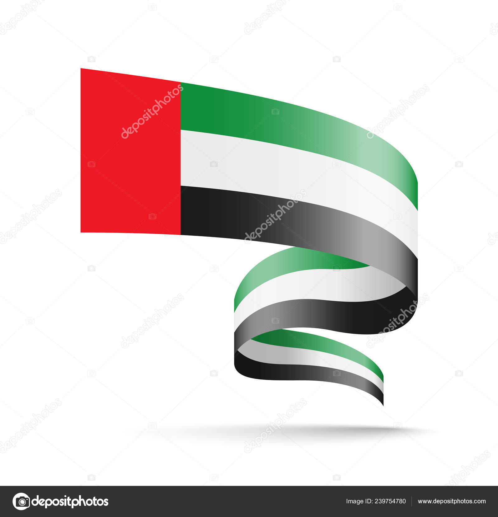 United Arab Emirates Flag Form Wave Ribbon Vector Illustration White ...