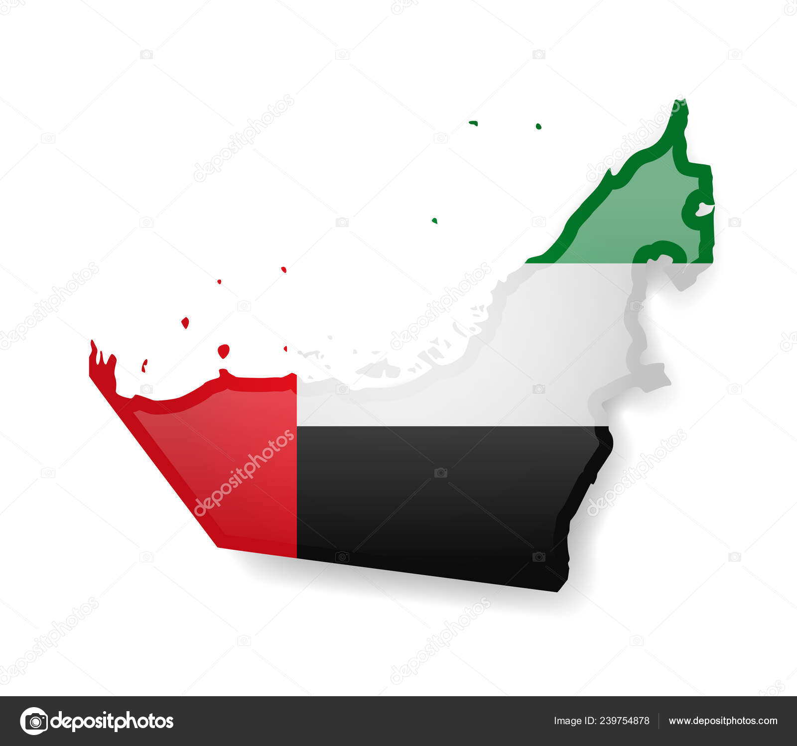 United Arab Emirates Flag Outline Country White Background Vector ...
