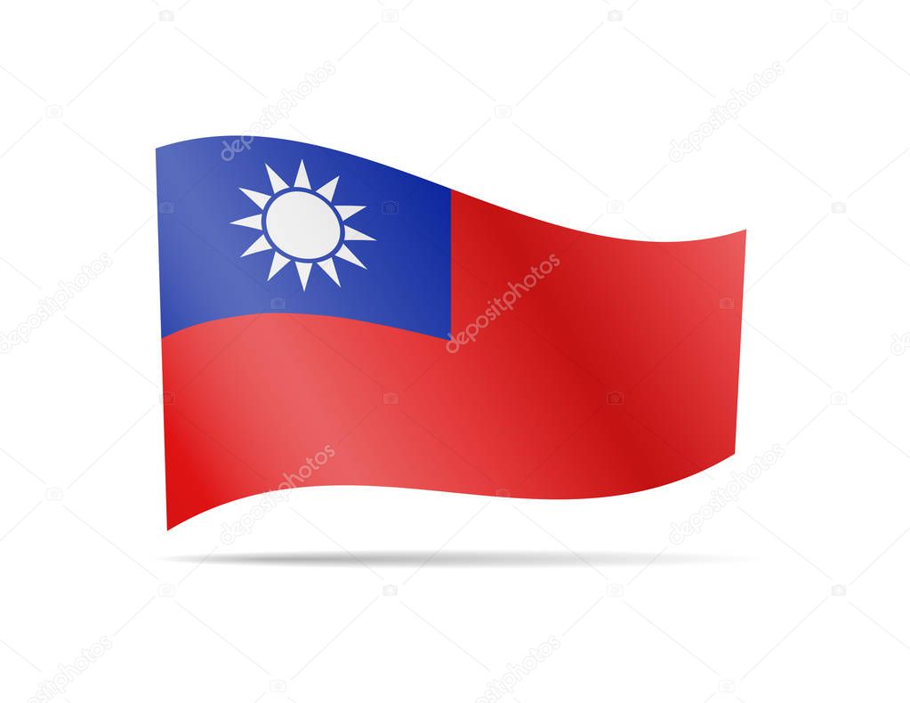 ondeando la bandera de Taiwán en el viento. Bandera sobre fondo blanco ...