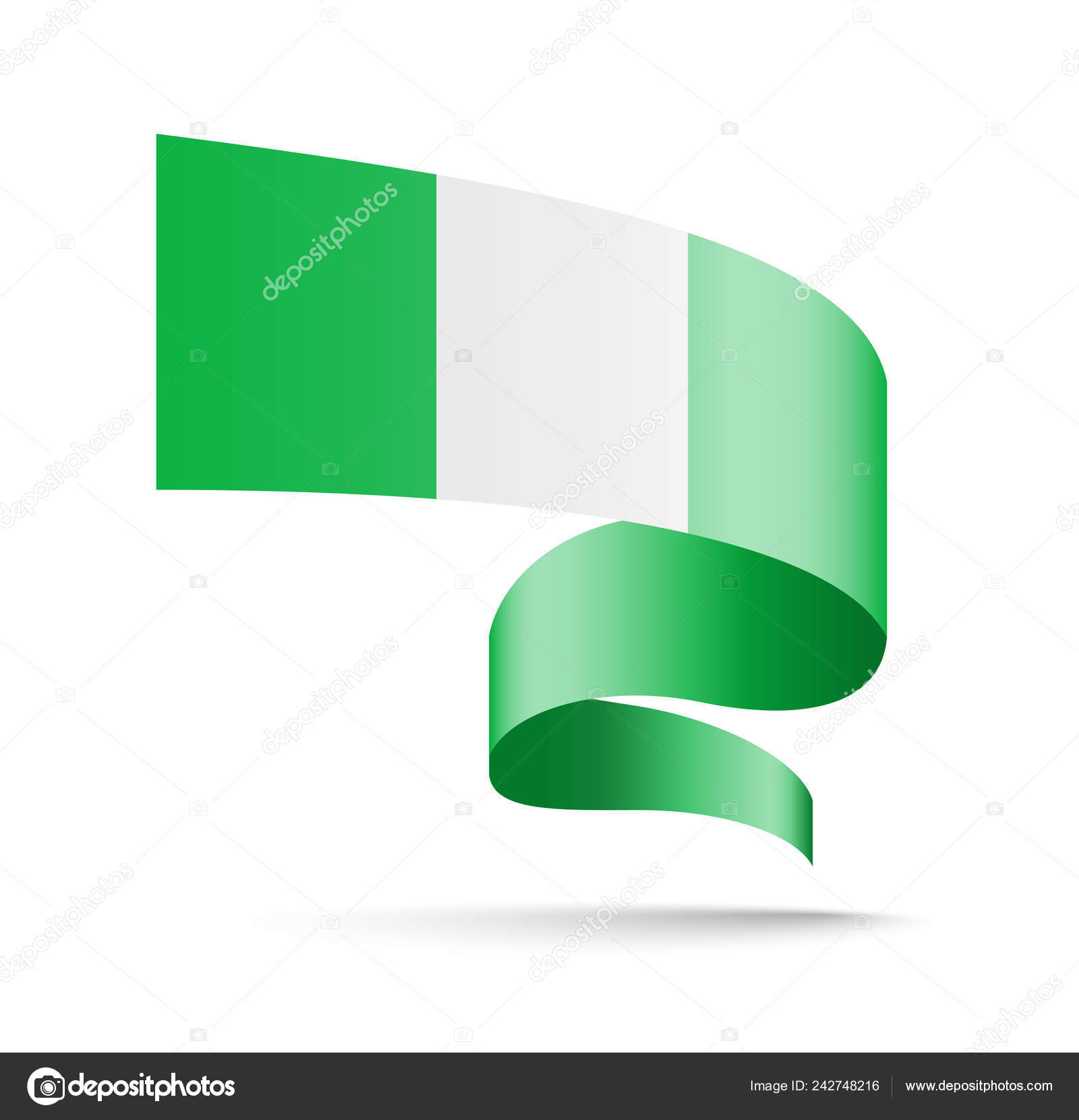 Nigeria Flag Form Wave Ribbon Vector Illustration White Background ...