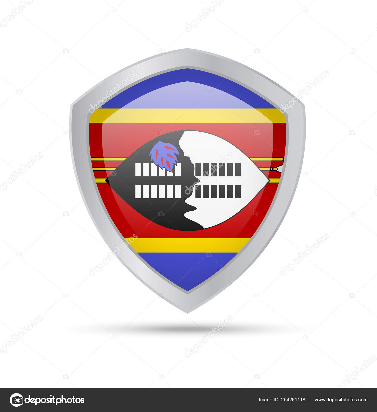 Shield with Eswatini flag on white background. Stock Vector Image by ...